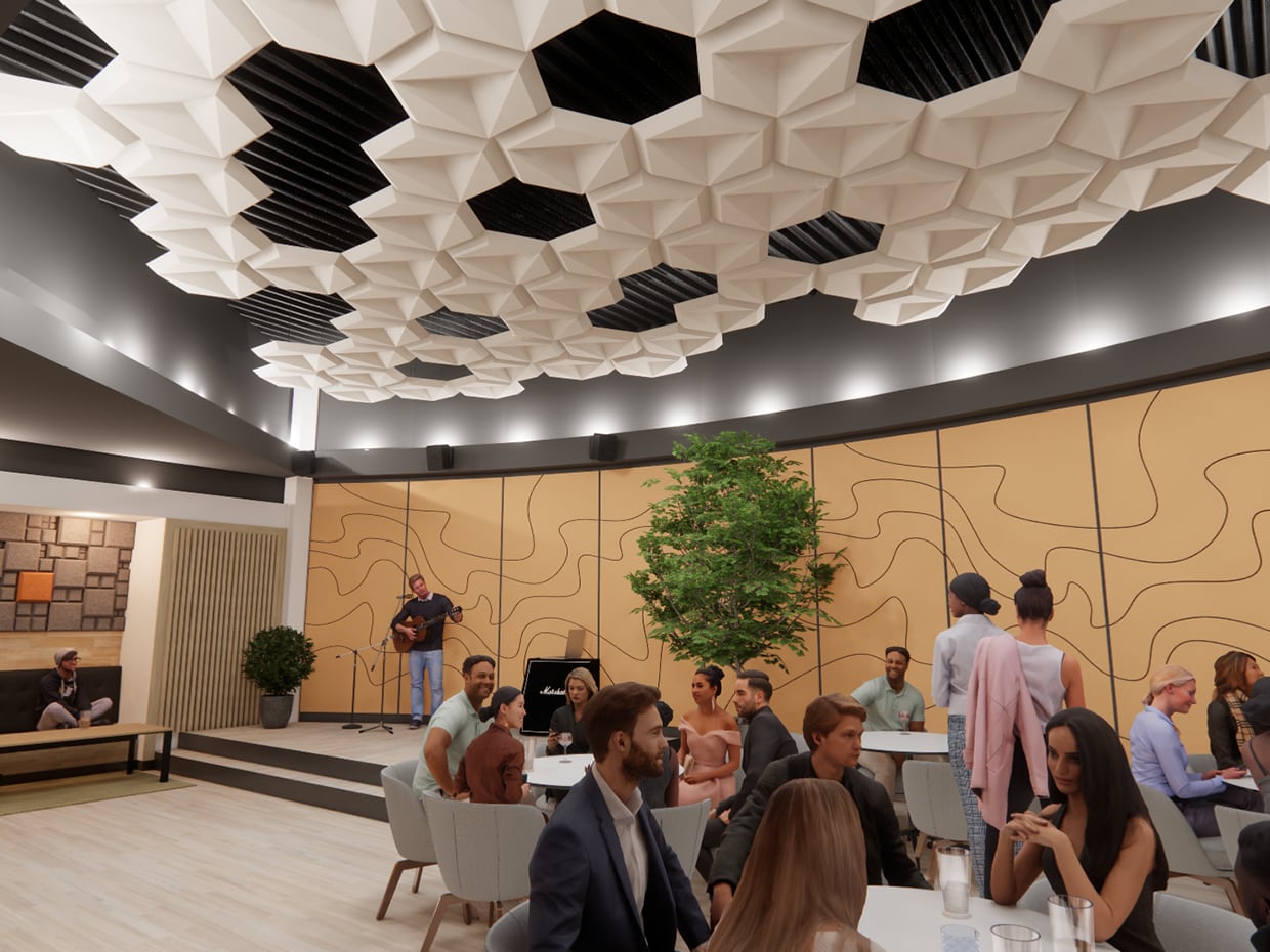 Faceted Clouds 001 - Hanging Felt Panel | CSI Creative