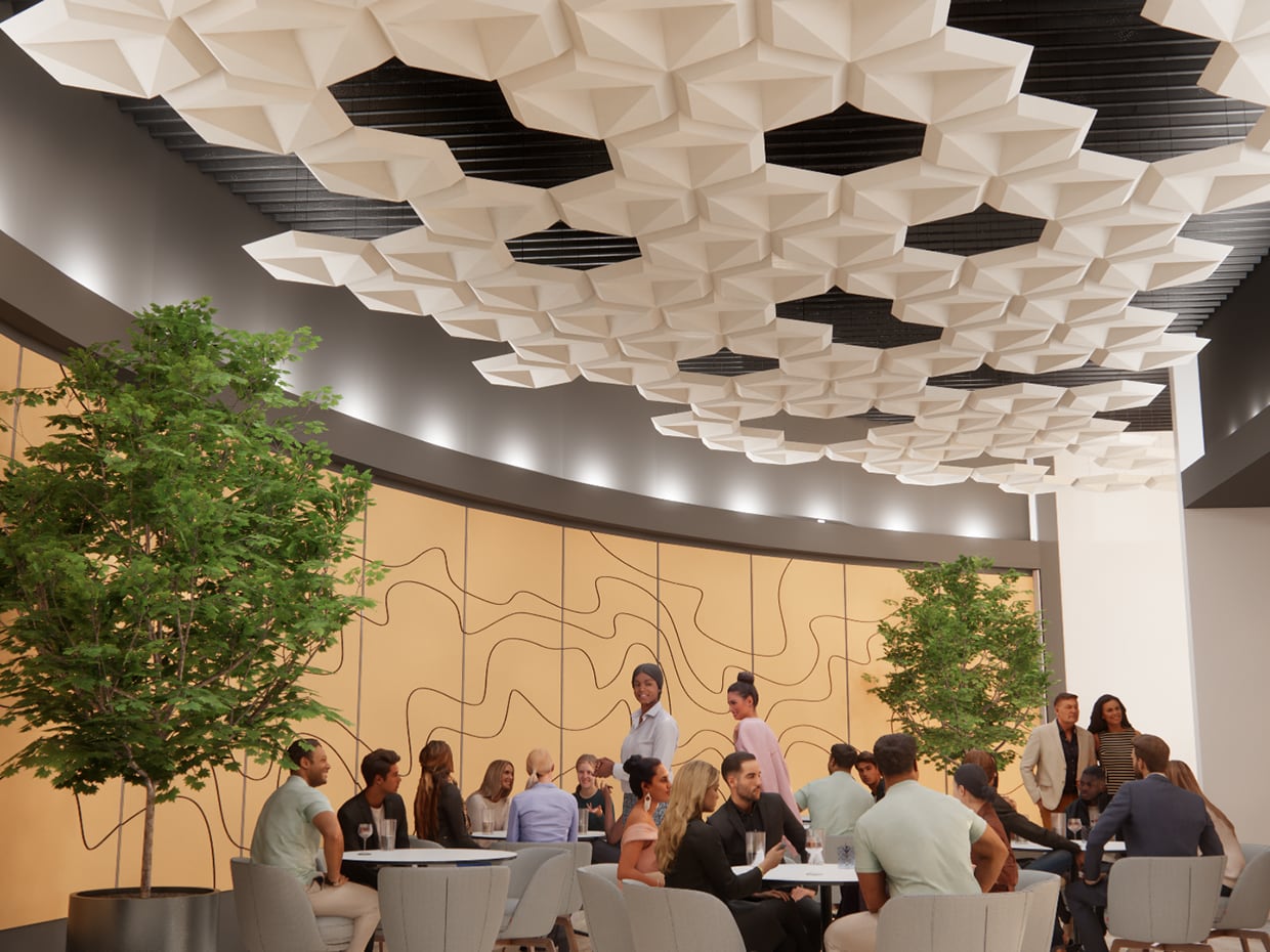 Faceted Clouds 001 - Hanging Felt Panel | CSI Creative